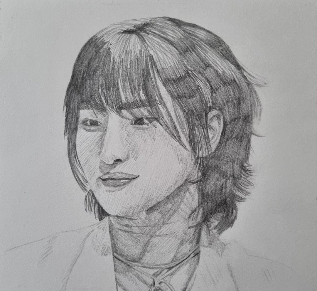 Park Seonghwa ATEEZ Pencil Drawing Sketch Original Artwork A5(approx ...