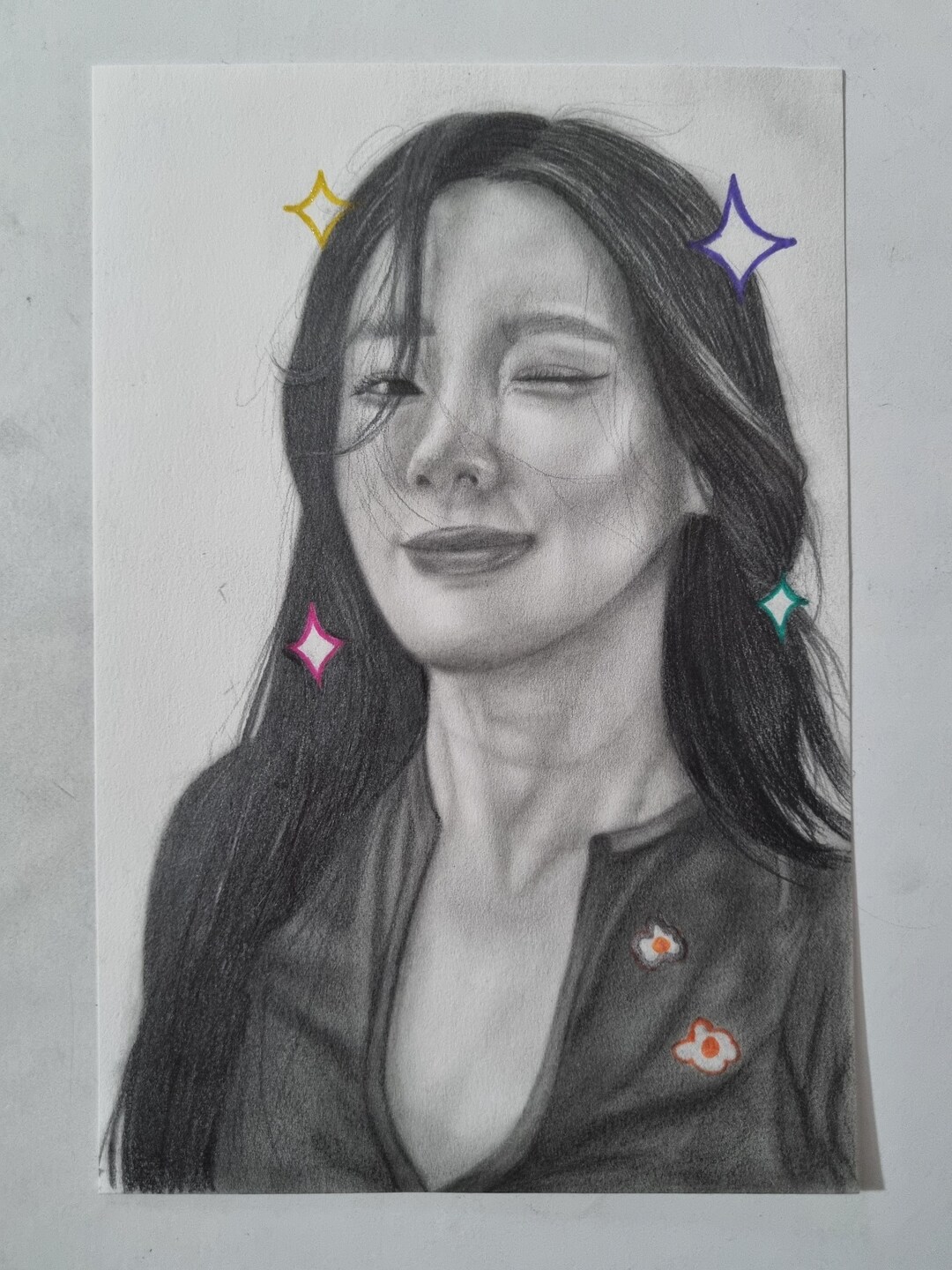 Miyeon G-idle Pencil Drawing Sketch Original Artwork A5(approx.), Kpop ...