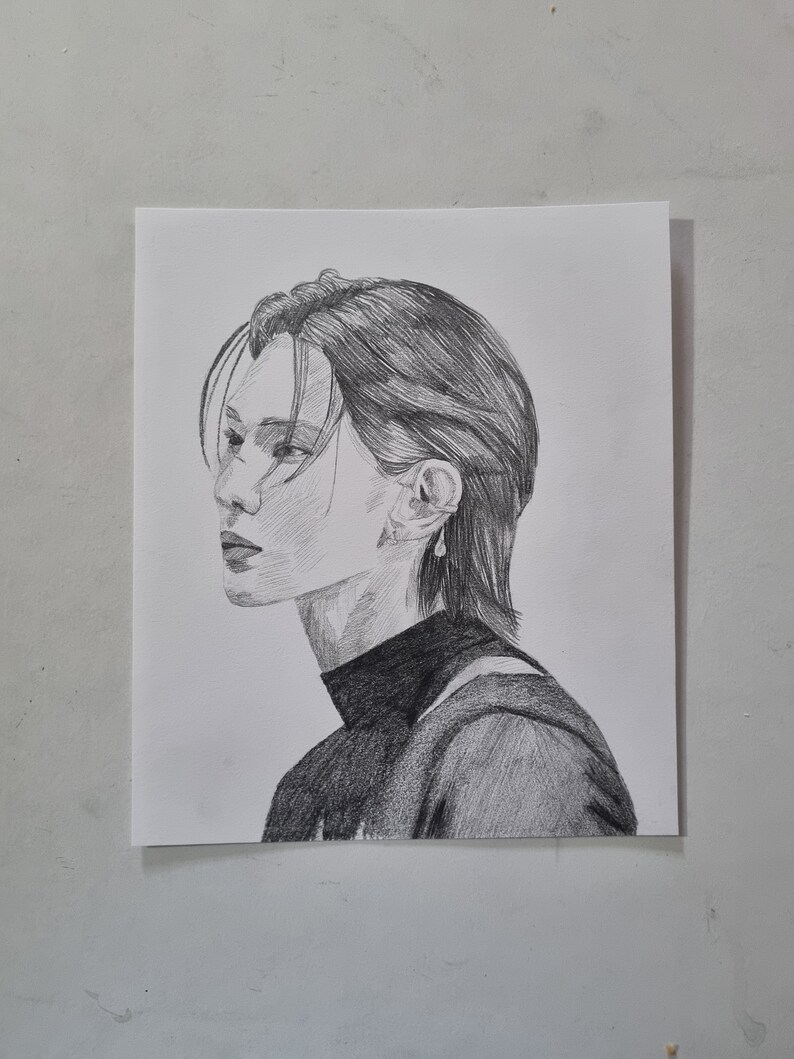 Yeosang ATEEZ Pencil Drawing Sketch Original Artwork A5approx., Kpop ...