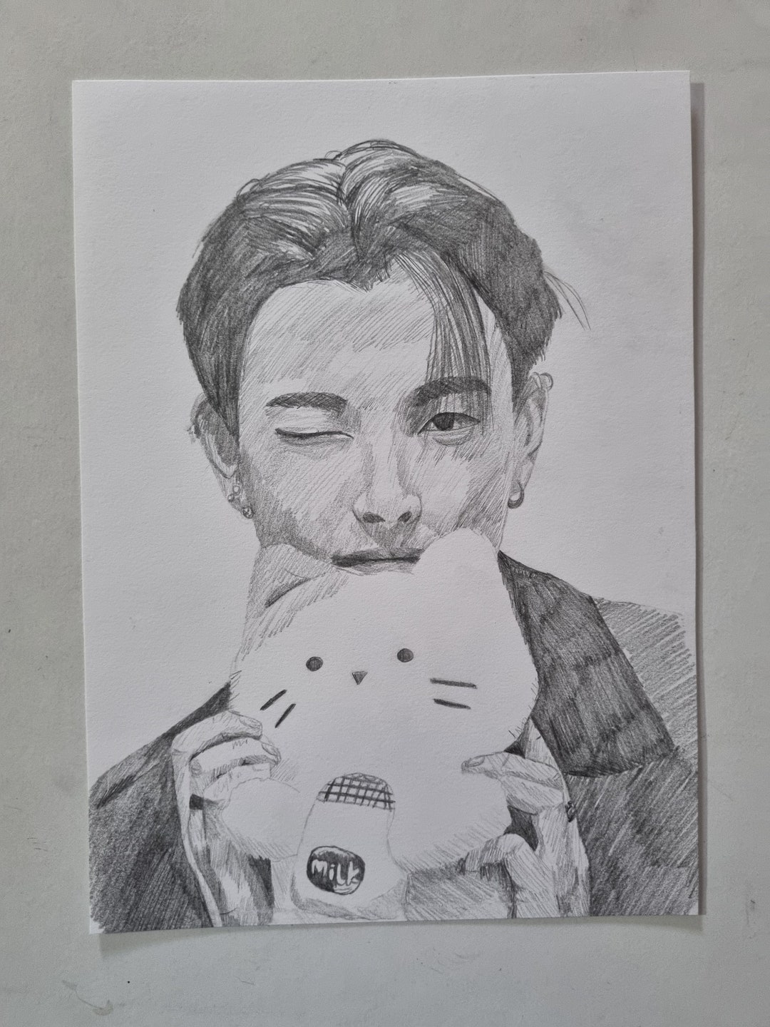 Kim Hongjoong ATEEZ Pencil Drawing Sketch Original Artwork A5(approx ...