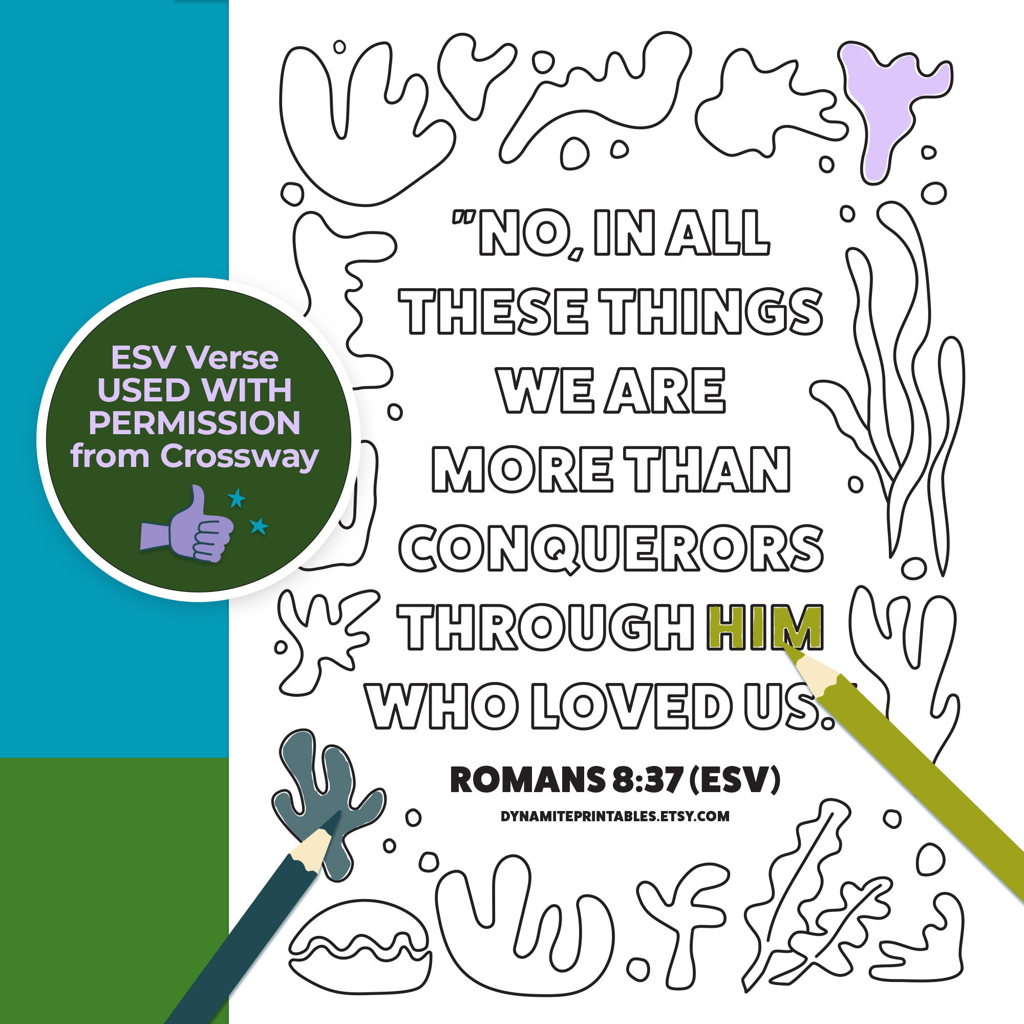 Romans 8:37 Coloring Page Printable Scripture Meditation Coloring Page ...