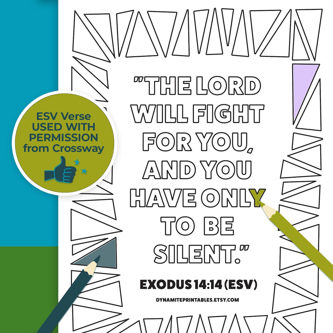 Coloring Page Exodus 14:14 Printable Scripture Meditation ESV Coloring ...