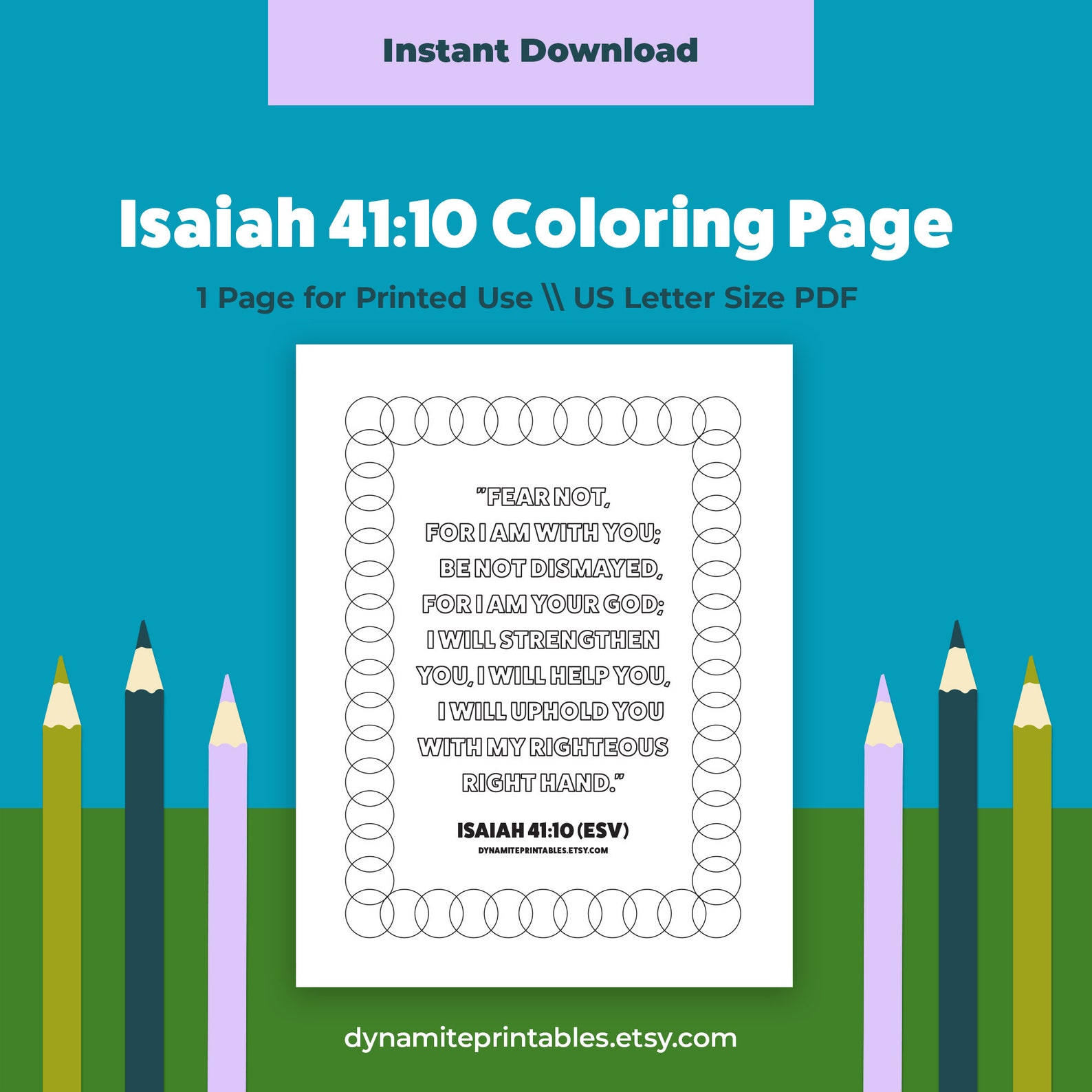 Isaiah 41:10 Coloring Page Printable Scripture Meditation ESV Coloring ...