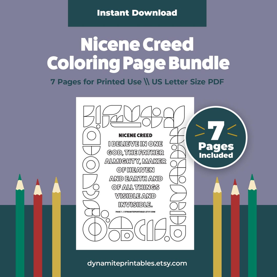 Nicene Creed Coloring Page Printable Bundle Prayer Meditation Christian ...