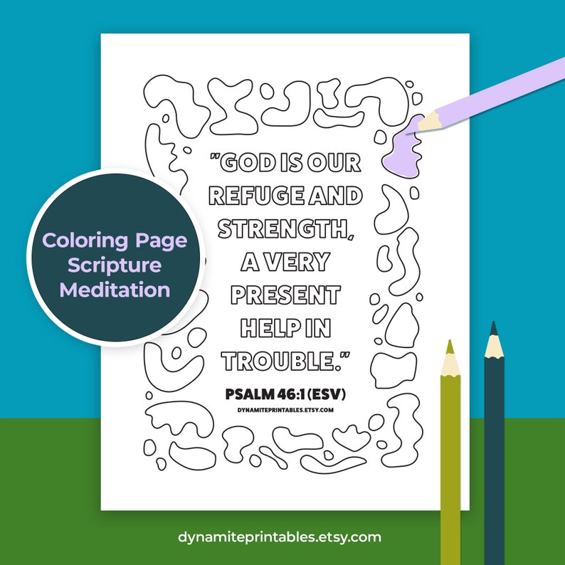Psalm 46:1 Coloring Page Printable Scripture Meditation ESV Coloring ...