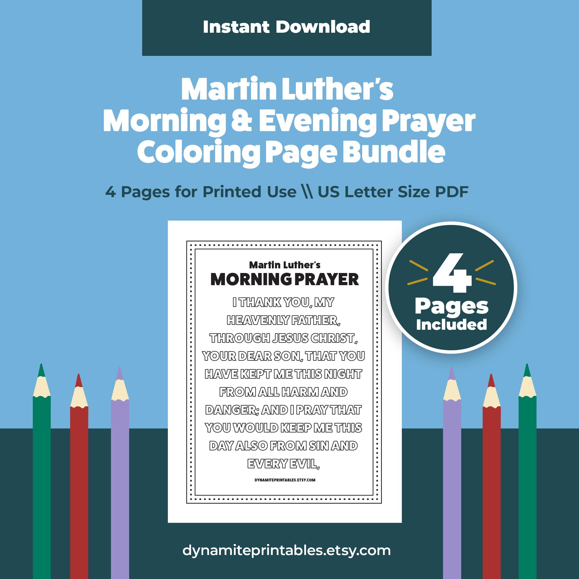 Martin Luther Prayer Coloring Pages: Lutheran Meditation (digital ...