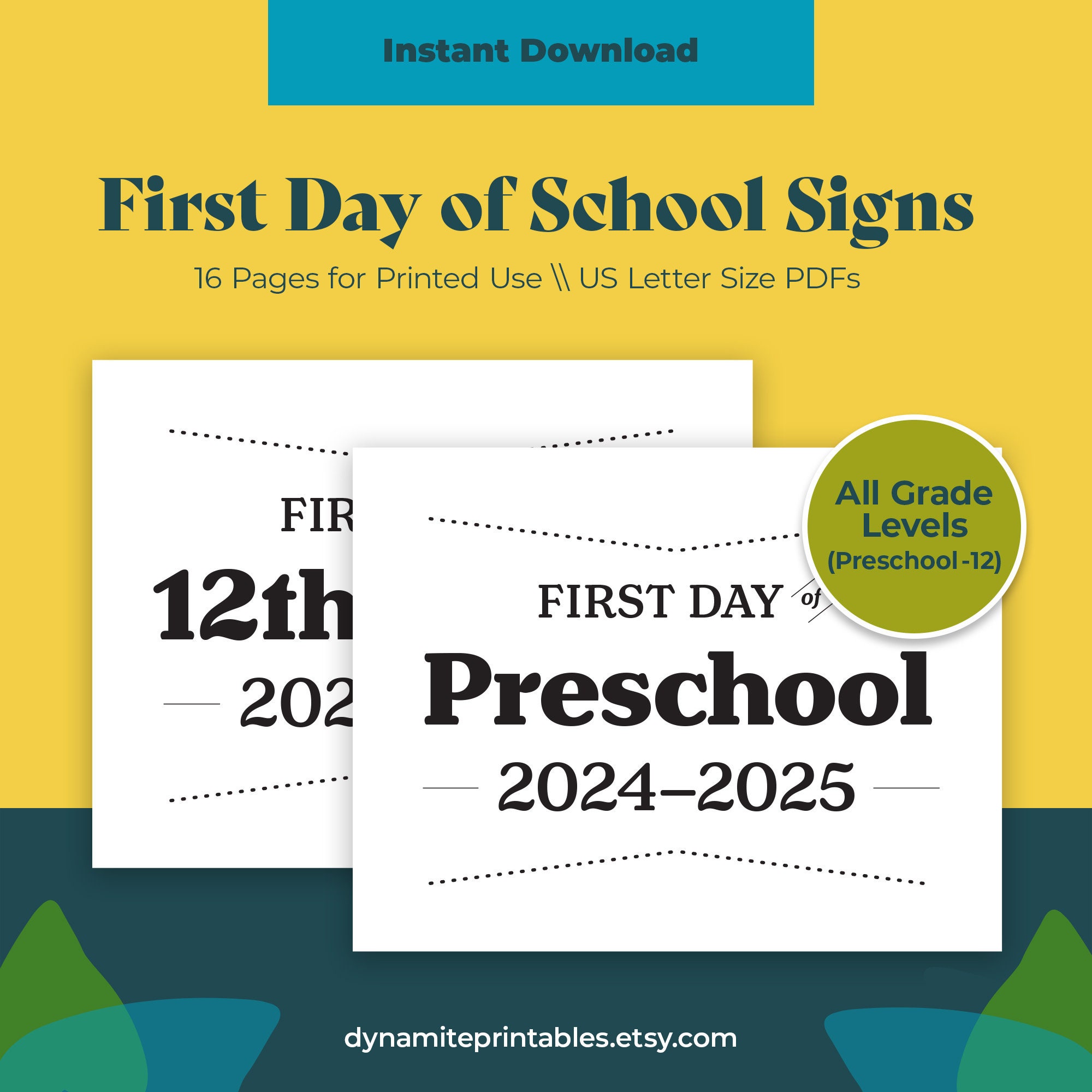 First Day of School Signs Printable Bundle Back to School Signs 1st Day ...