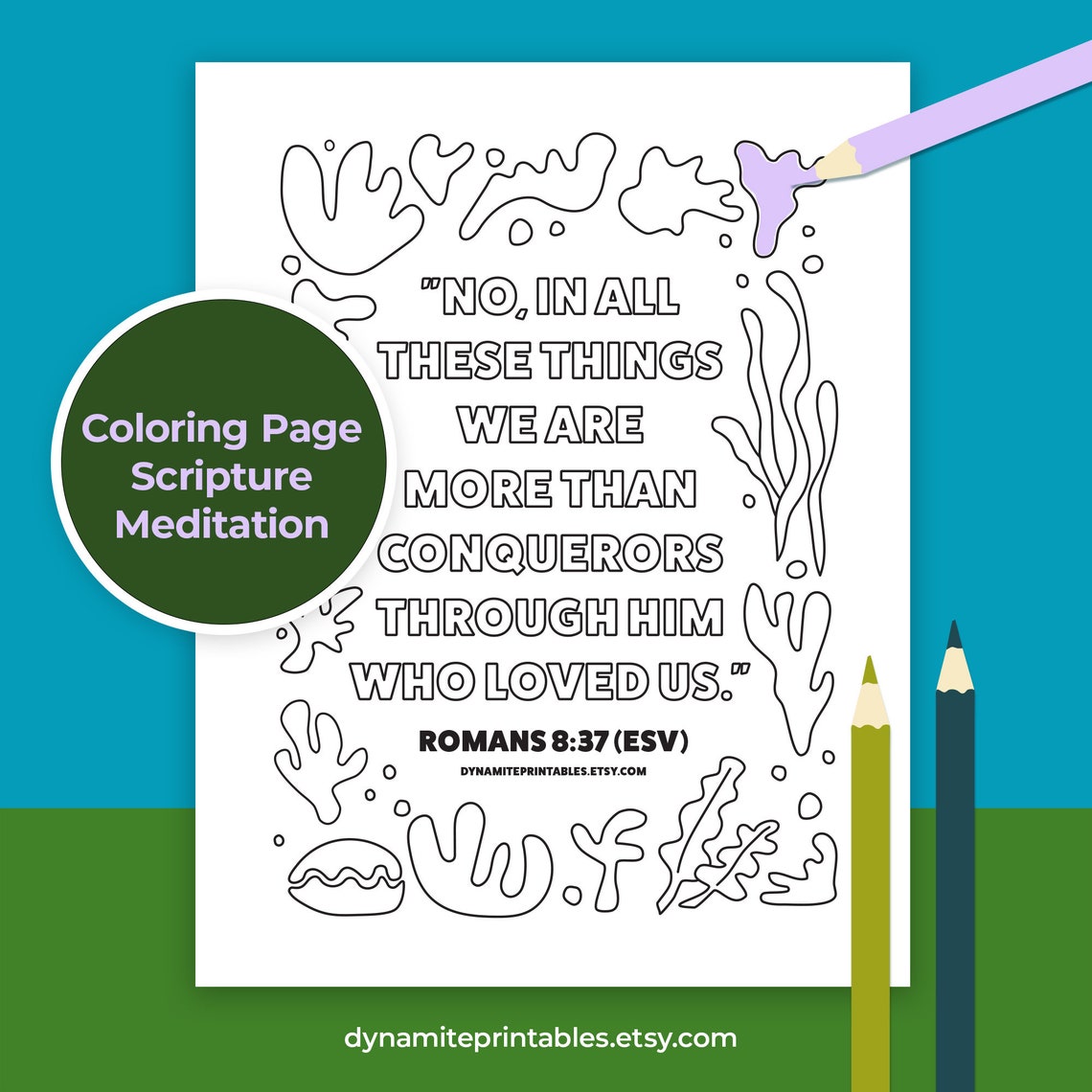 Romans 8:37 Coloring Page Printable Scripture Meditation Coloring Page ...