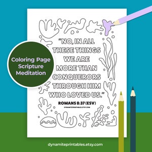 Romans 8:37 Coloring Page Printable Scripture Meditation Coloring Page ...