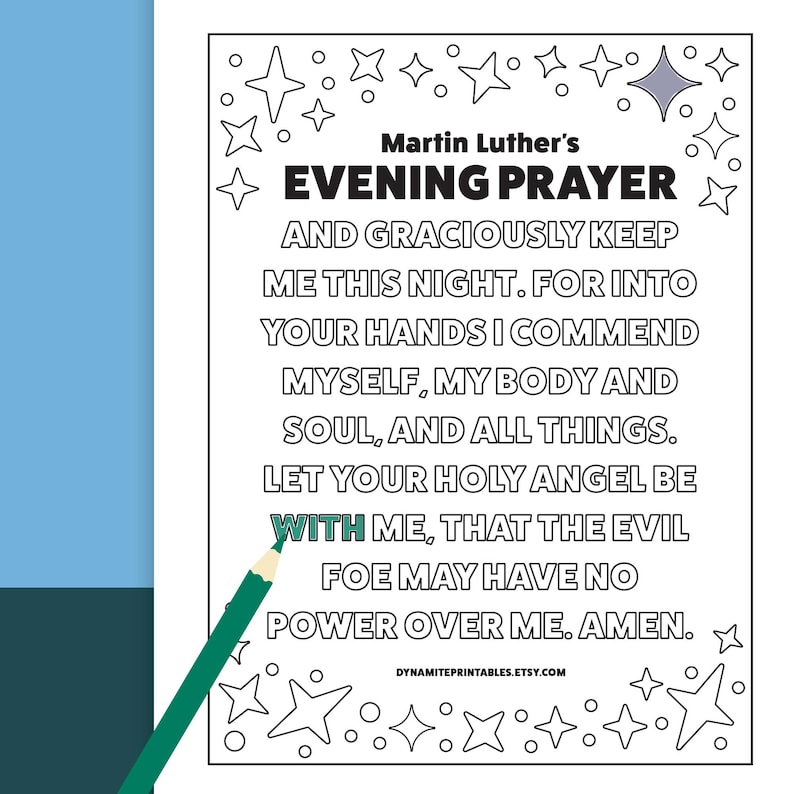 Martin Luther Prayer Coloring Pages: Lutheran Meditation (digital ...