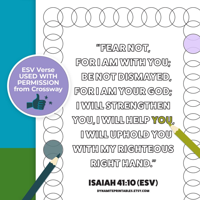 Isaiah 41:10 Coloring Page Printable Scripture Meditation ESV Coloring ...