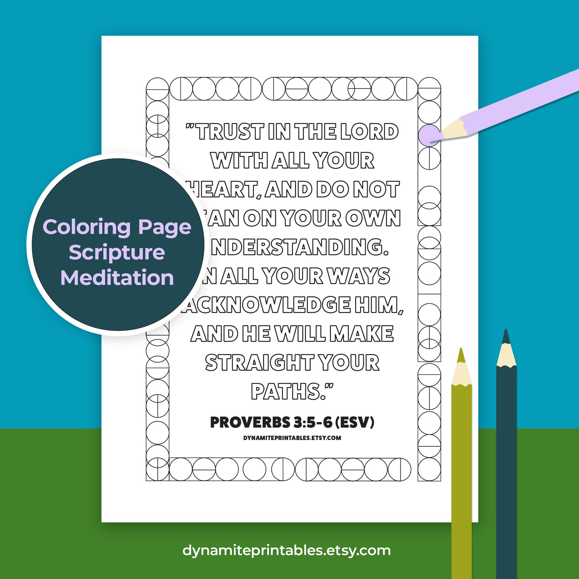 Proverbs 3:5-6 Coloring Page Printable Scripture Meditation ESV ...