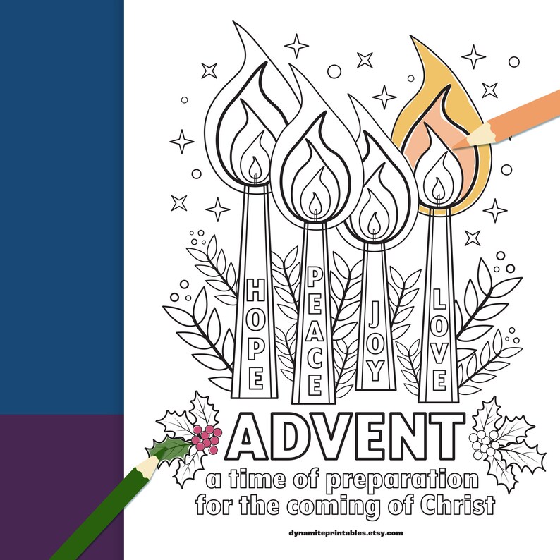 Coloring Page Advent Candle Liturgical Church Year Lutheran Catholic ...