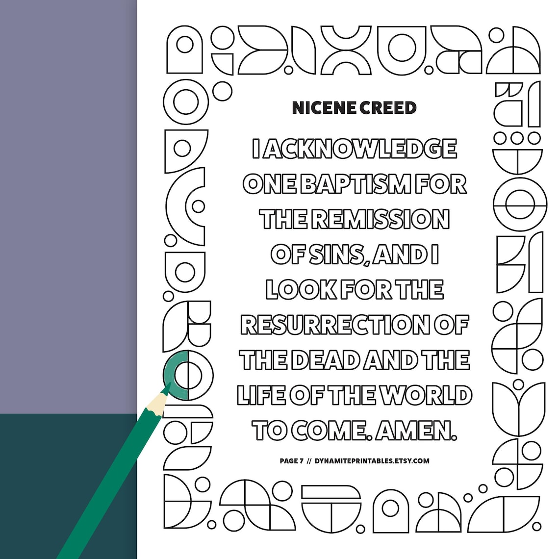 Nicene Creed Coloring Page Bundle: Prayer Meditation (digital Download ...