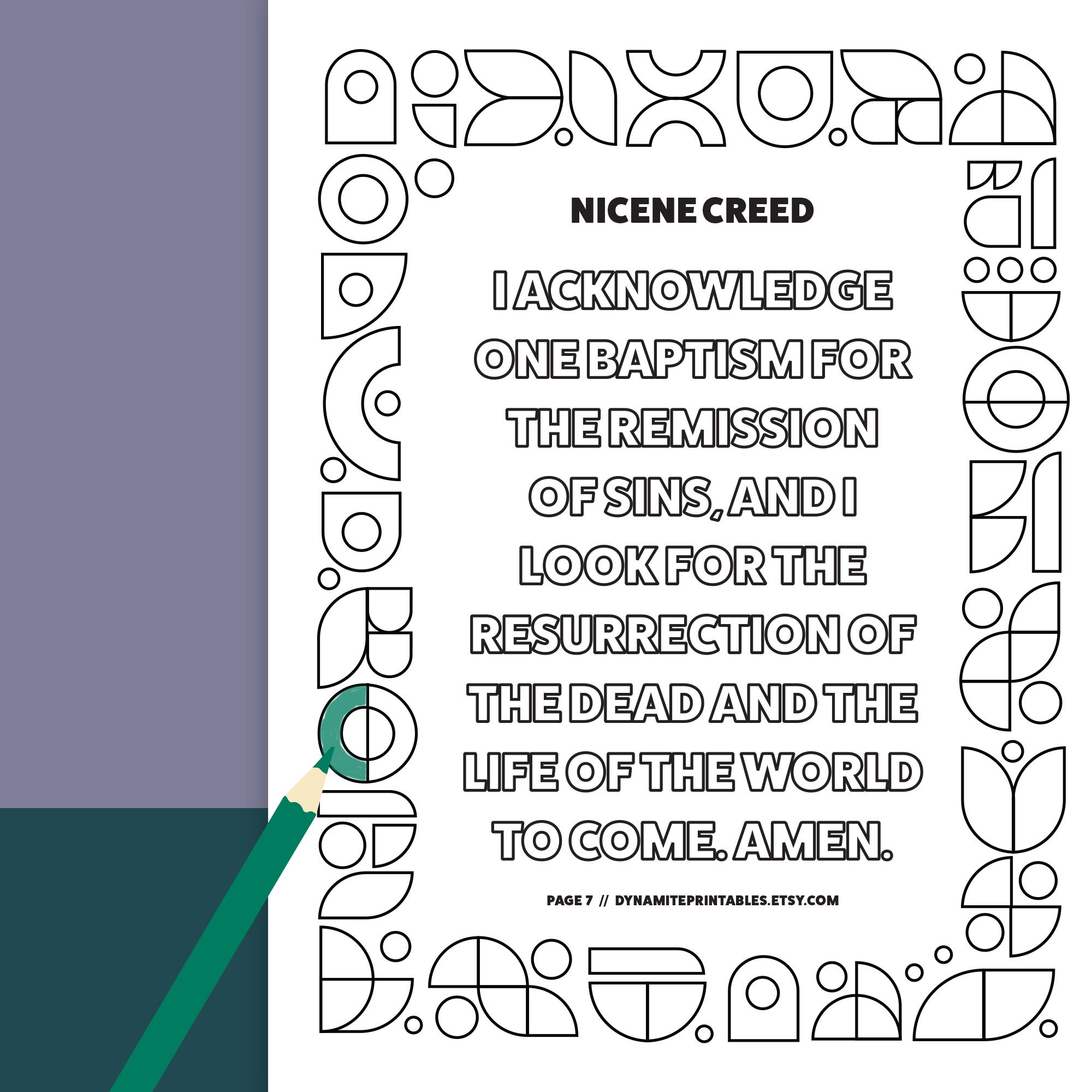 Nicene Creed Coloring Page Printable Bundle Prayer Meditation Christian ...