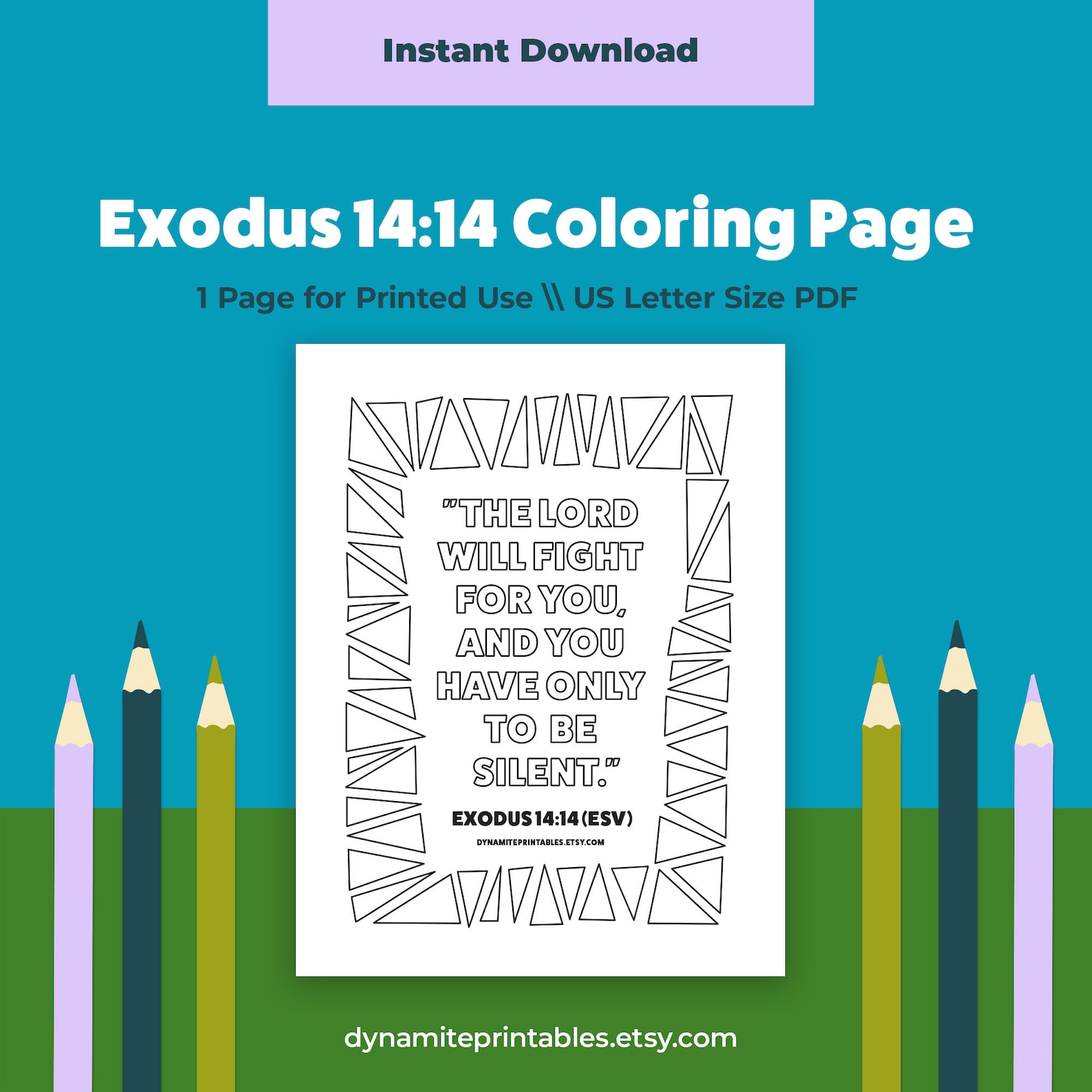 Coloring Page Exodus 14:14 Printable Scripture Meditation ESV Coloring ...