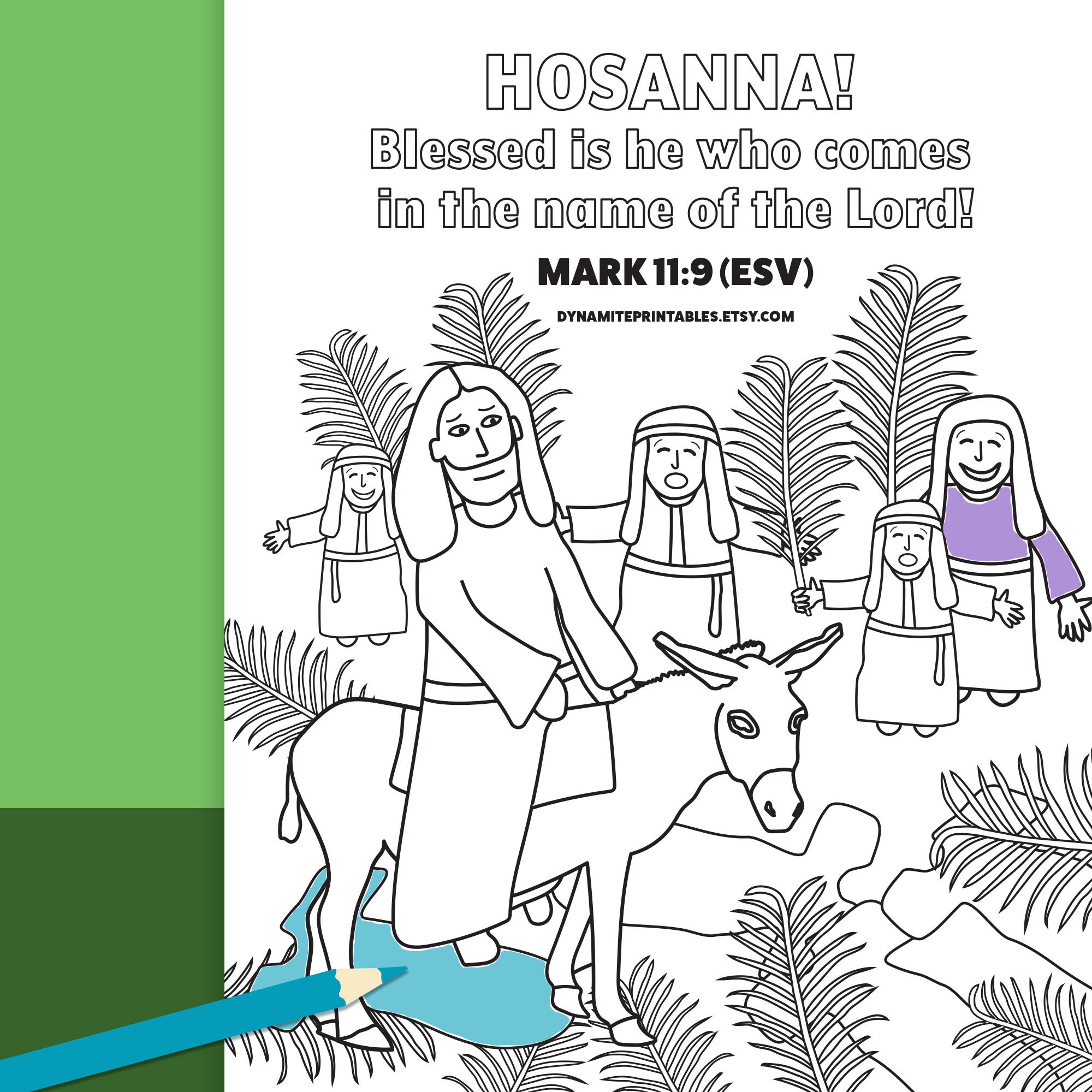 Coloring Page Palm Sunday Liturgical Church Year Lutheran Catholic Holy ...