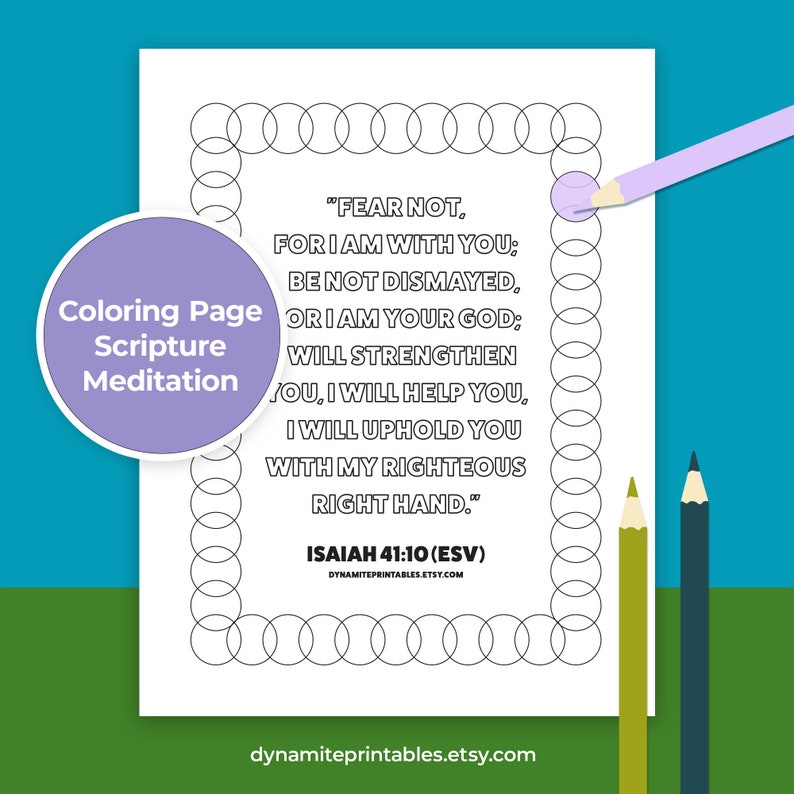 Isaiah 41:10 Coloring Page Printable Scripture Meditation ESV Coloring ...
