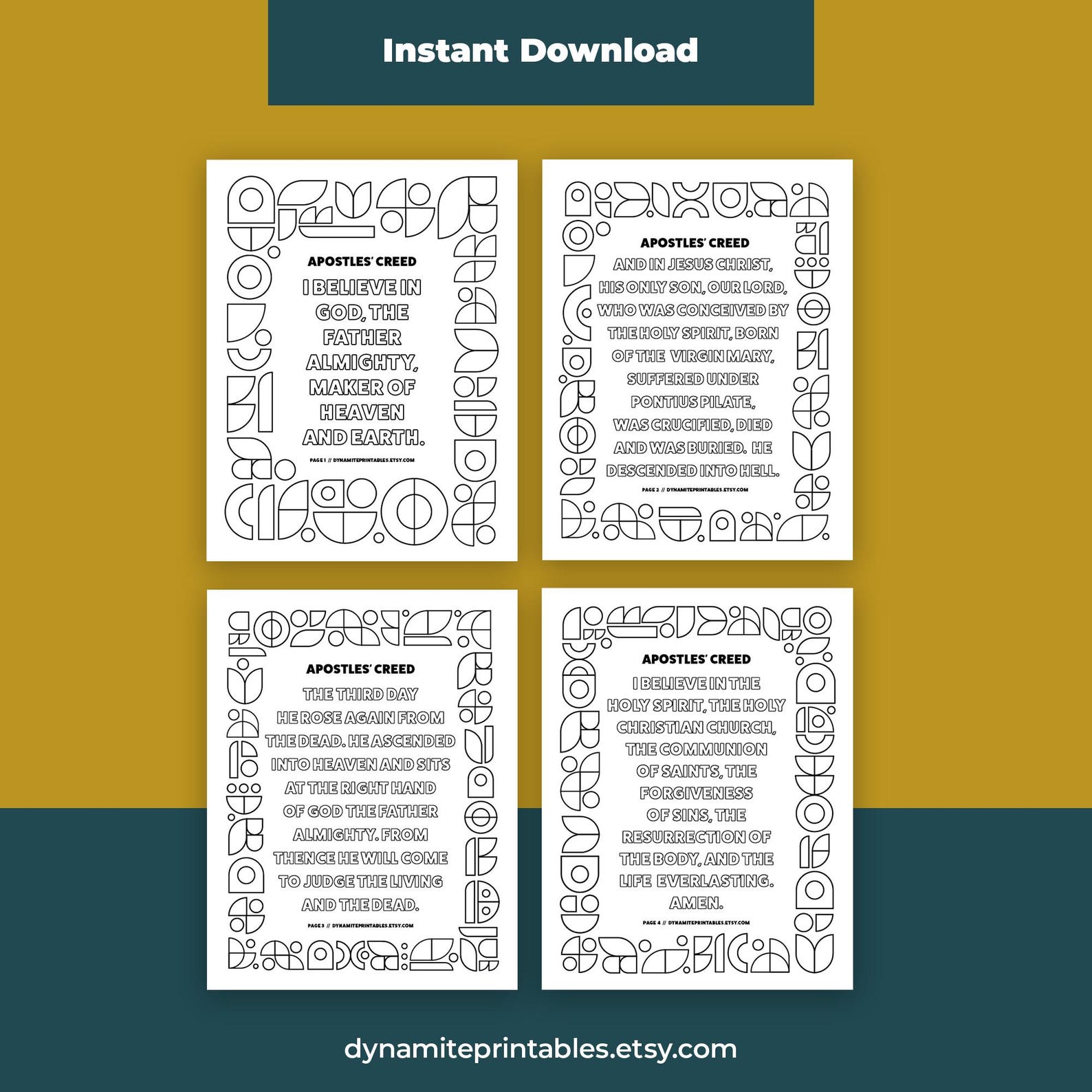 Apostles' Creed Coloring Page Bundle: Prayer & Meditation (digital ...