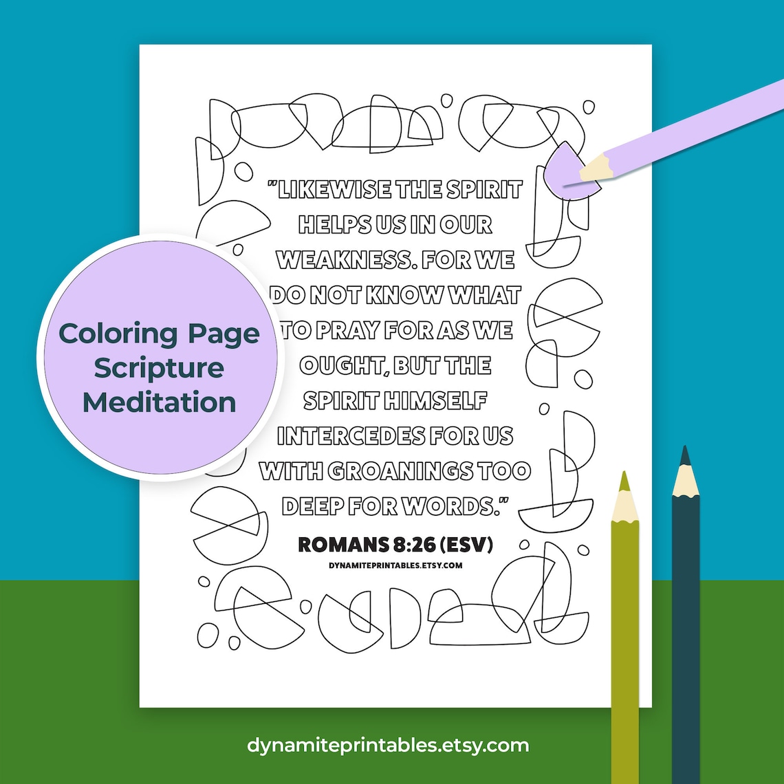 Romans 8:26 Coloring Page Printable Scripture Meditation ESV Coloring ...