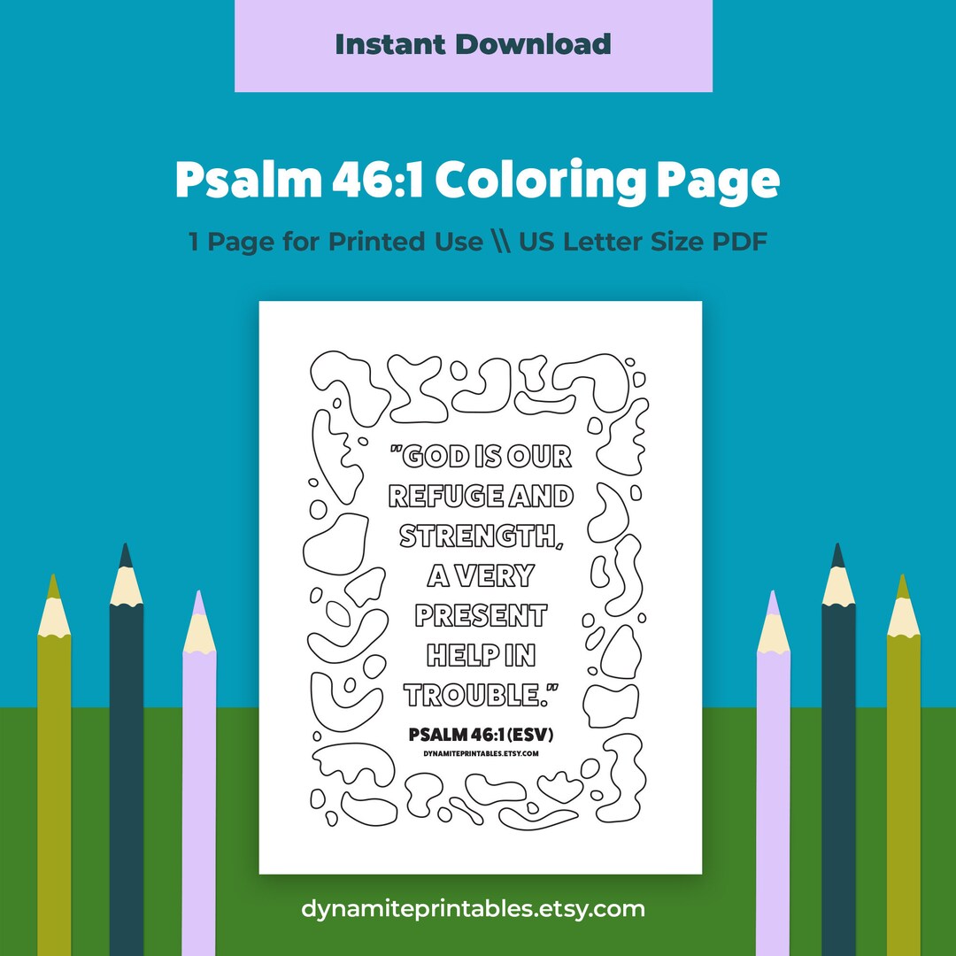 Psalm 46:1 Coloring Page Printable Scripture Meditation ESV Coloring ...
