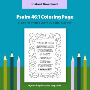 Psalm 46:1 Coloring Page Printable Scripture Meditation ESV Coloring ...