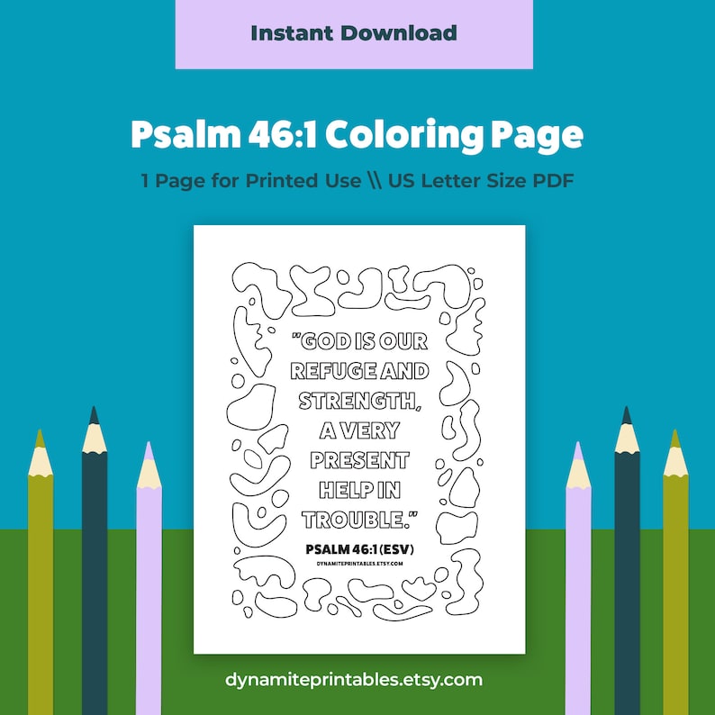 Psalm 46:1 Coloring Page Printable Scripture Meditation ESV Coloring ...