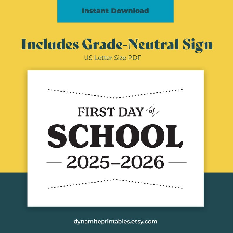 First Day of School Signs Printable Bundle: Pre-k - 12th Grade (PDF) - Etsy