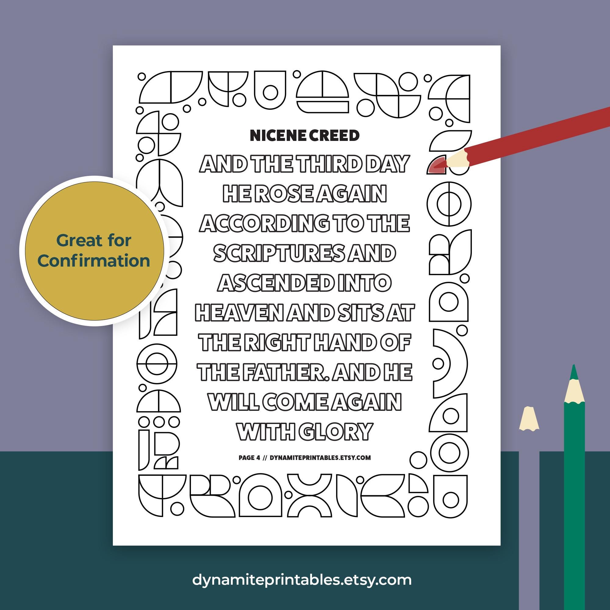 Nicene Creed Coloring Page Printable Bundle Prayer Meditation Christian ...