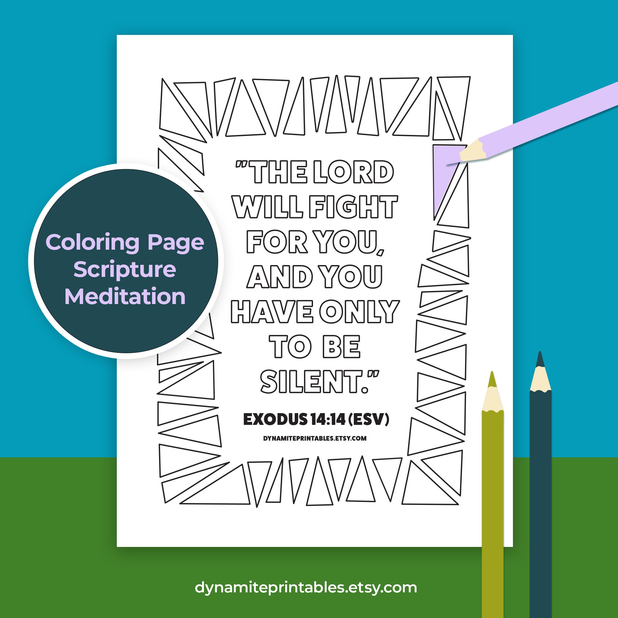 Coloring Page Exodus 14:14 Printable Scripture Meditation ESV Coloring ...