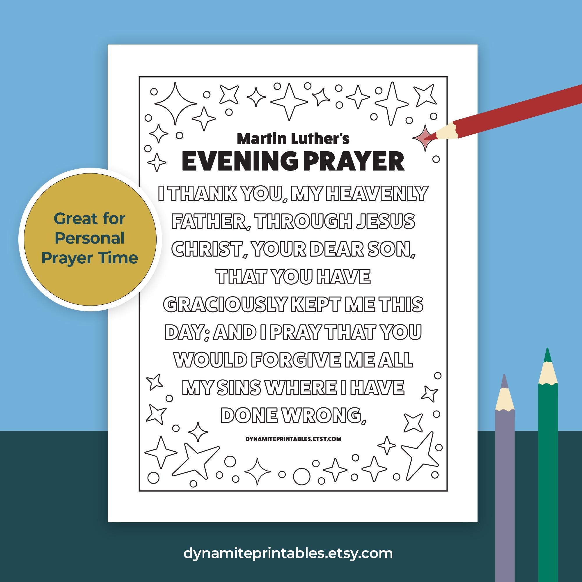 Martin Luther Prayer Coloring Pages: Lutheran Meditation (digital ...