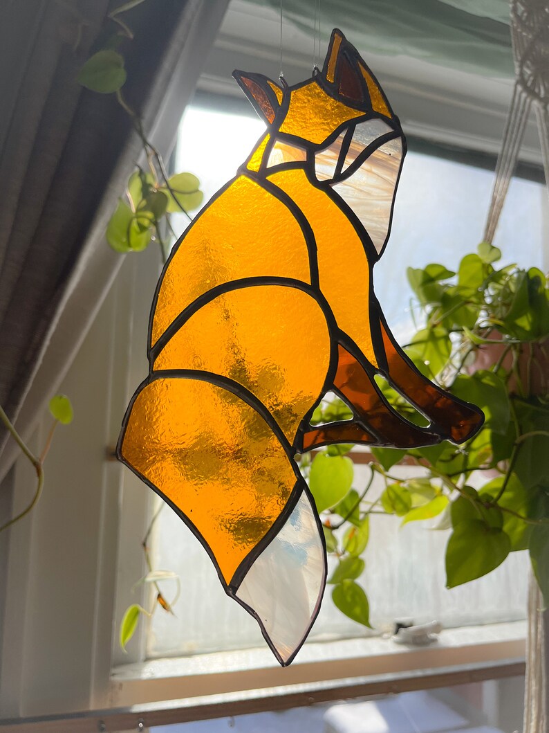 Pattern Frisky Fox Stained Glass Suncatcher, Digital Download, Digital ...