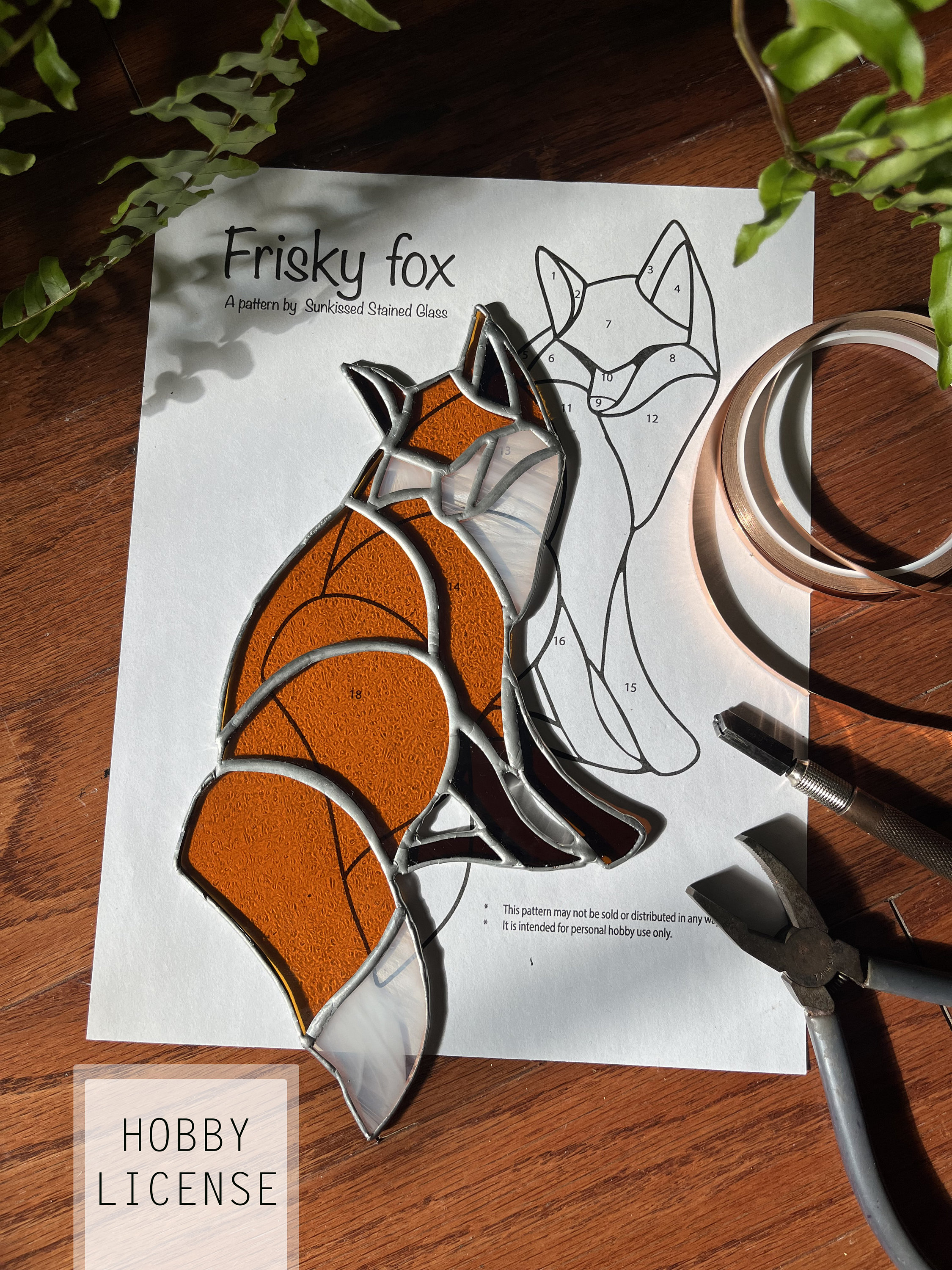 Pattern Frisky Fox Stained Glass Suncatcher, Digital Download, Digital ...
