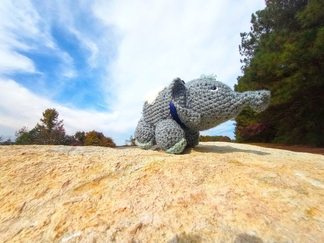 Ash the Handmade Elephant Crochet Amigurumi and Baby Rattle - Etsy