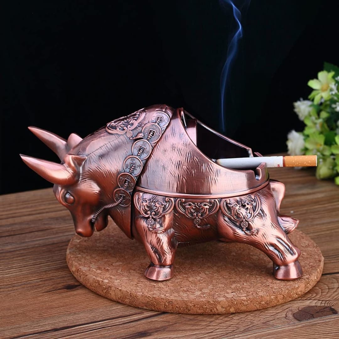 Decorative Bull Ashtray With Lid Best Gift for Smokers Men - Etsy