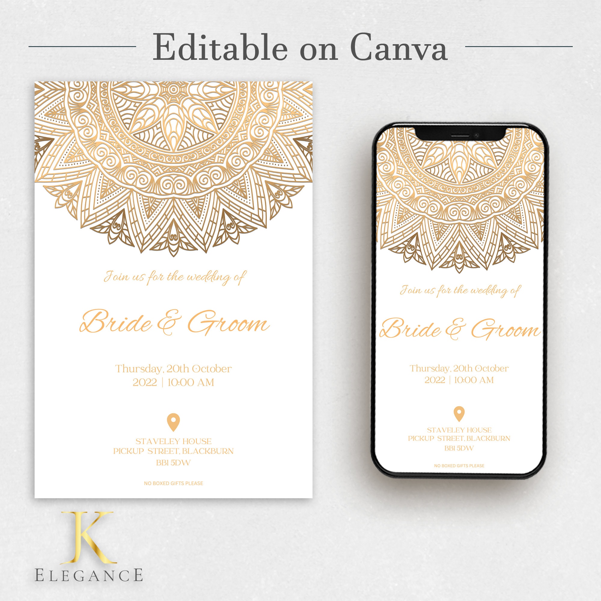 Editable, Canva Digital Wedding E-invite Template Nikkah, Walimah ...