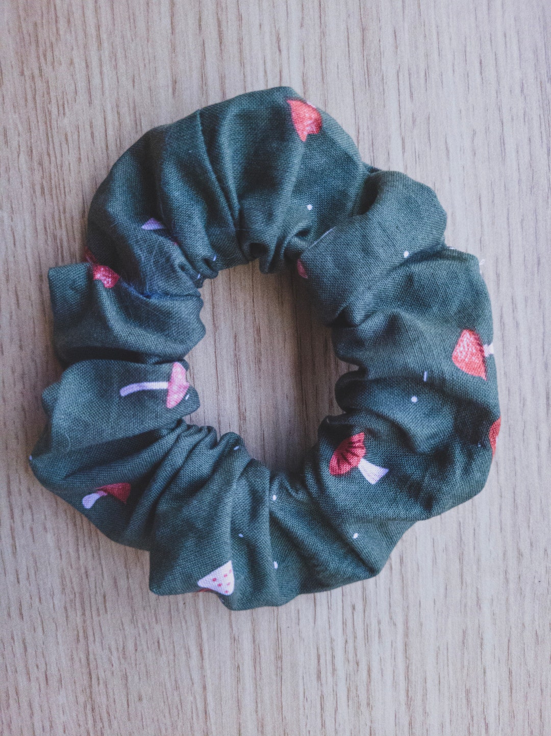 Cottagecore Mushroom Scrunchie Hair Accessory Green Elastic Tie Forest ...