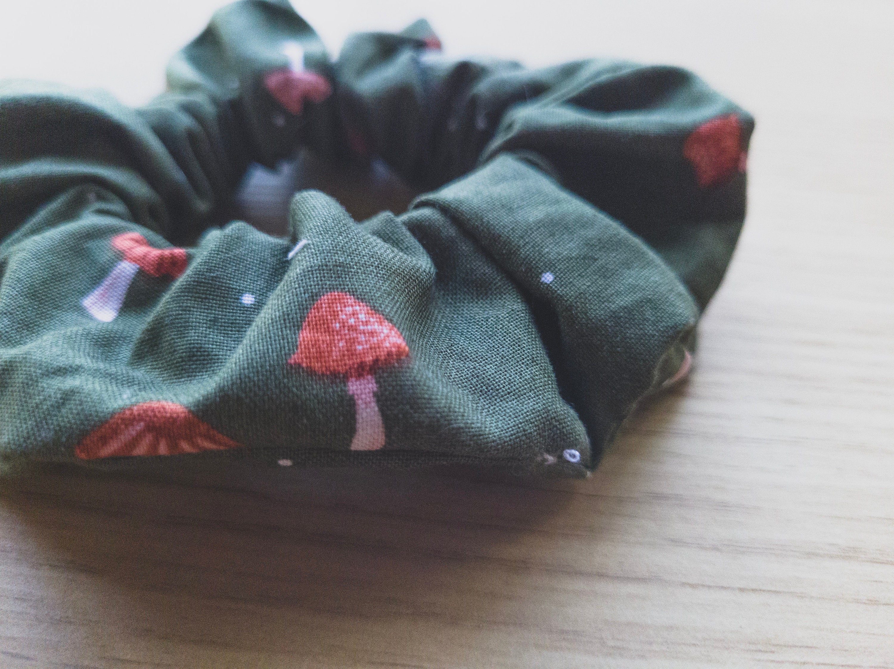Cottagecore Mushroom Scrunchie Hair Accessory Green Elastic Tie Forest ...