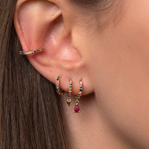 Colorful Silver Earring Set Minimalist Earrings Set for Multiple ...