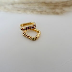 Colourful Gold Earring Stack Set Gold Link Hoop Ear Stack Set Triple ...