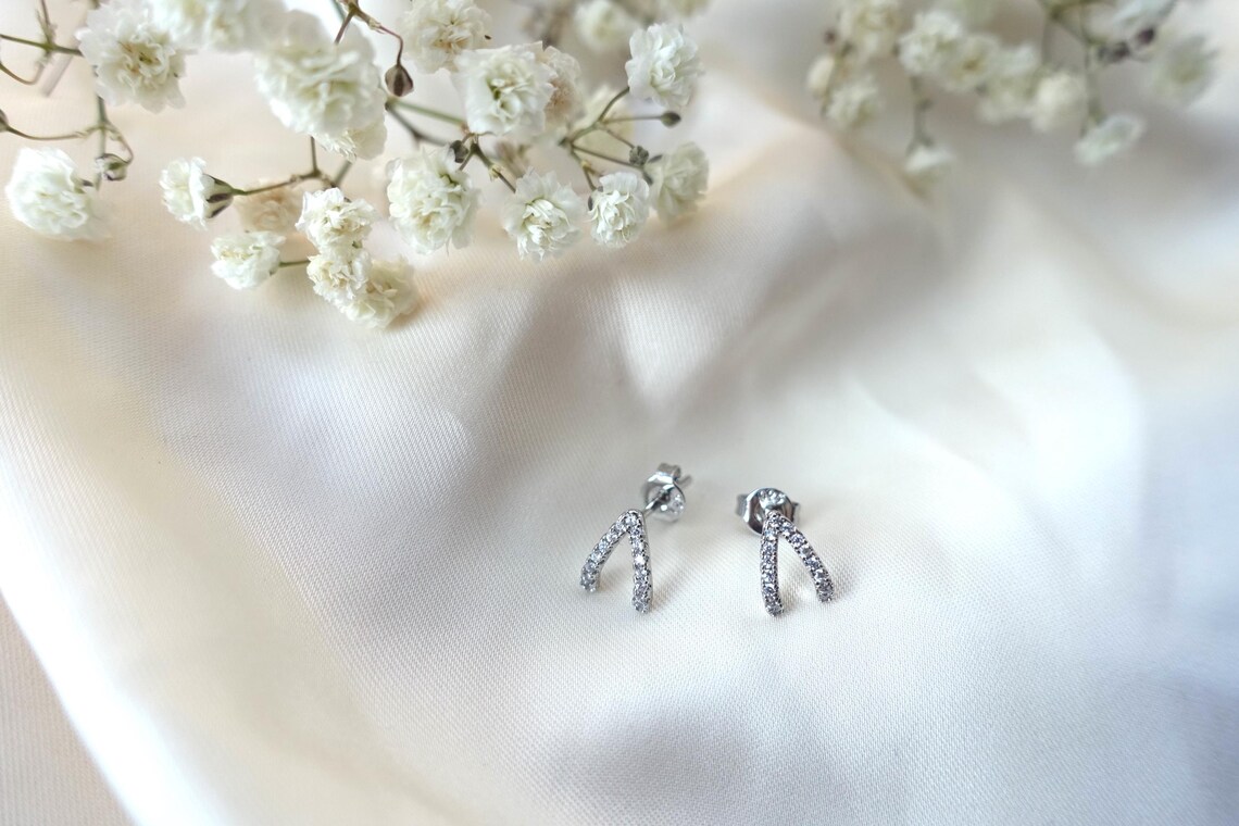 Sterling Silver Earring Set, Minimalist Stacking Earrings - Etsy