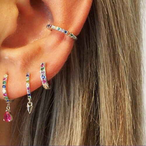 Colorful Silver Earring Set Minimalist Earrings Set for - Etsy