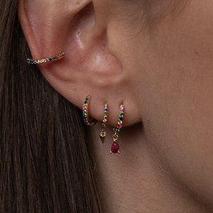 Colorful Silver Earring Set Minimalist Earrings Set for - Etsy