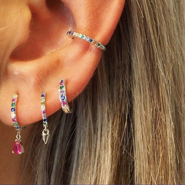 Sterling Silver 3 Stack Earrings - Etsy