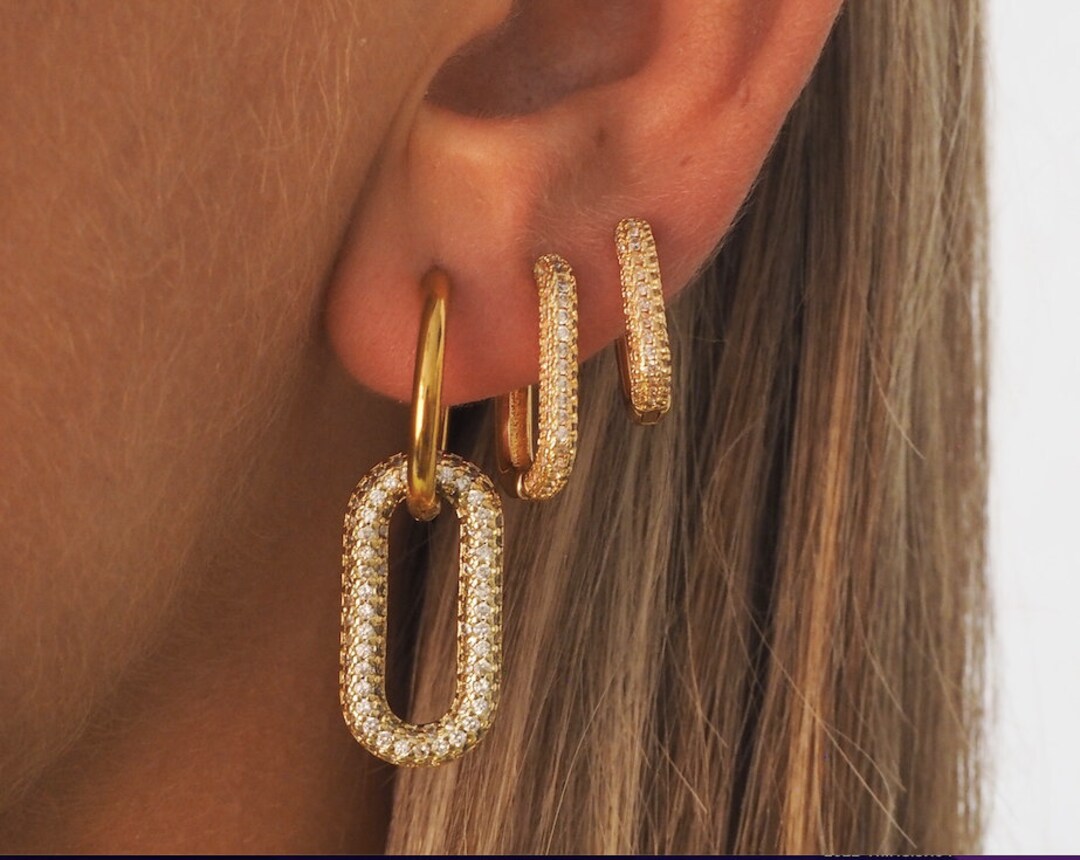 Gold Chunky Hoop Earrings Set Party Earring Stack Set for Her Triple ...