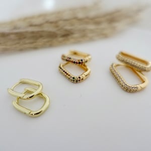 Colourful Gold Earring Stack Set Gold Link Hoop Ear Stack Set Triple ...