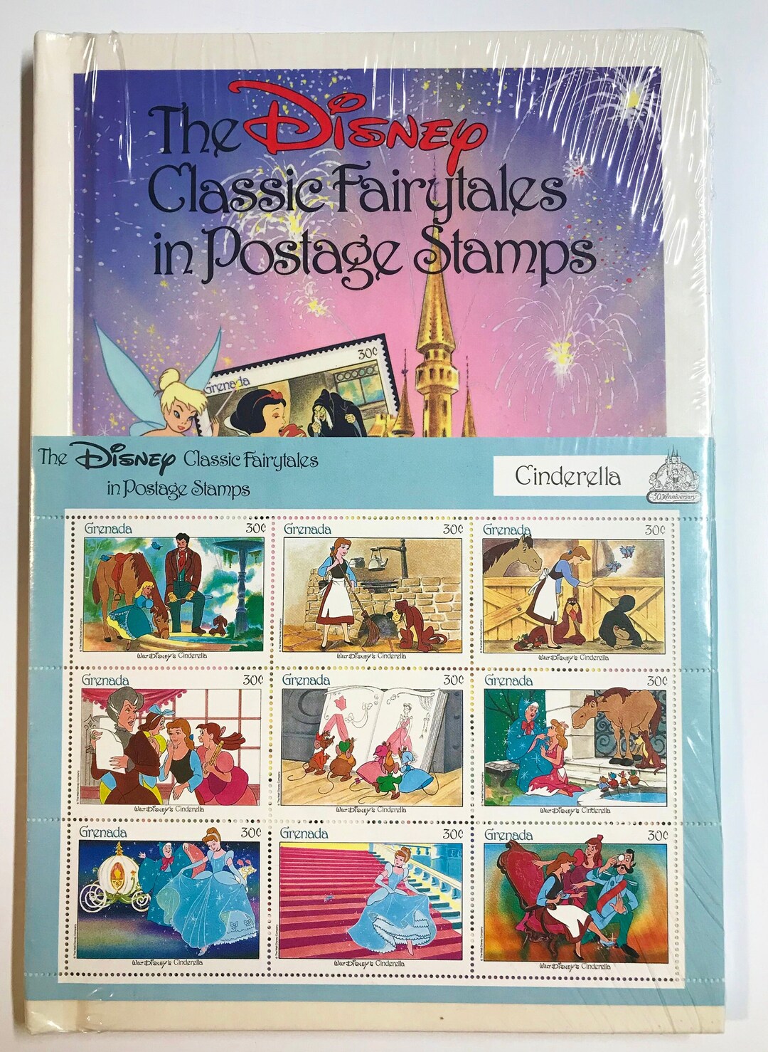 Disney Stamps Granada SEALED Cinderella Classic Fairytales 1987 Postage ...