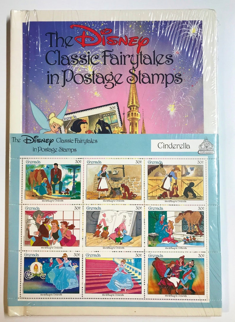 Disney Stamps Granada SEALED Cinderella Classic Fairytales 1987 Postage ...