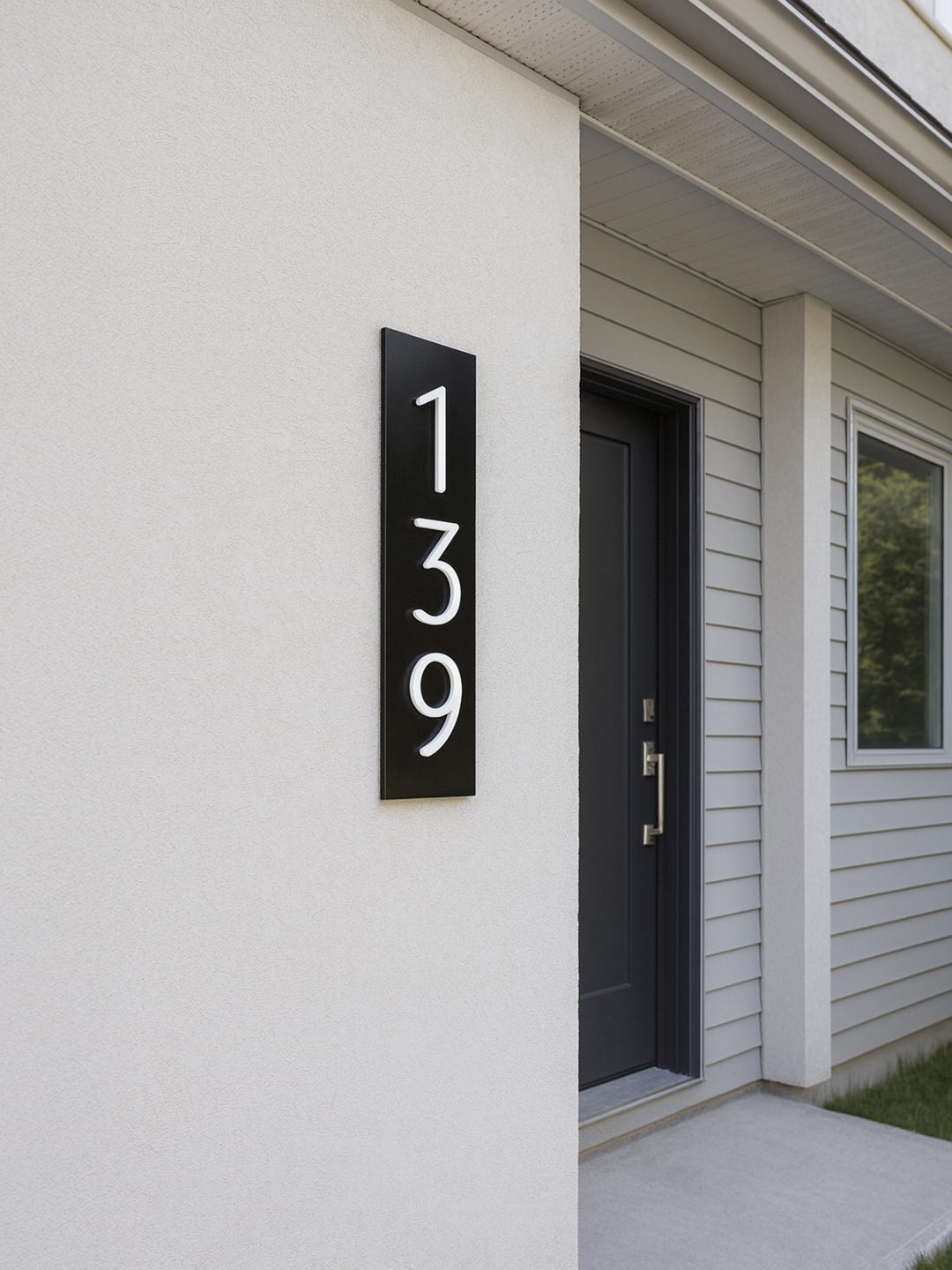 Modern House Number Plaque Outdoor – Custom Aluminum Address Marker for ...