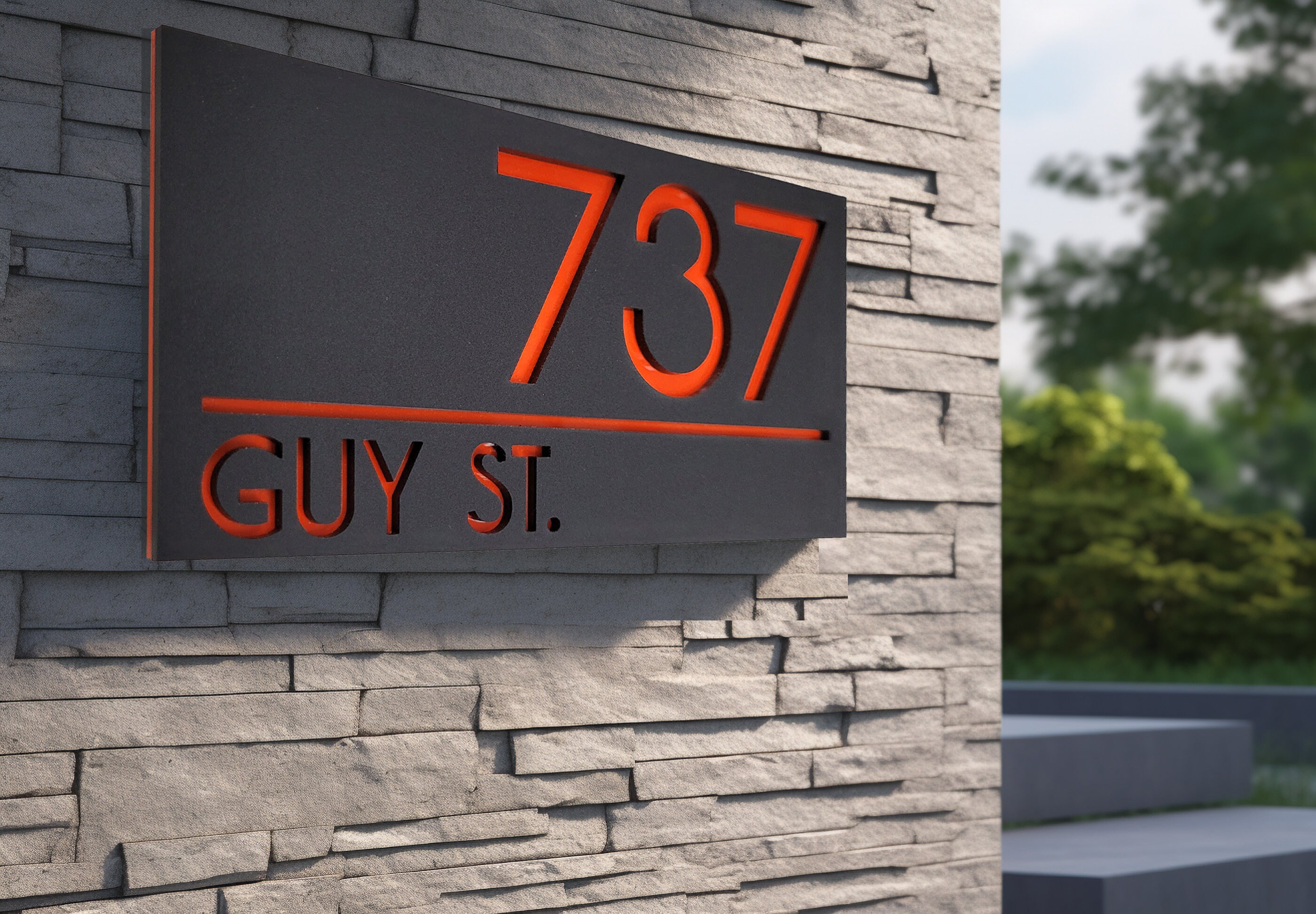 Modern Address Sign, Double Layered House Numbers, Address Plaque ...